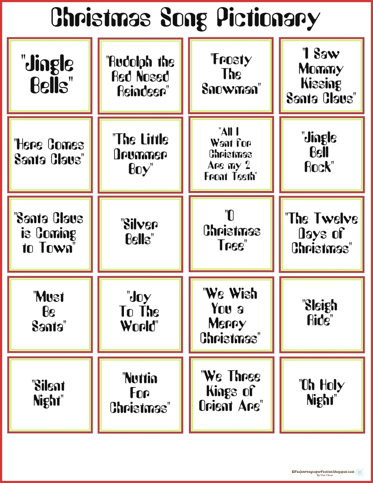 Free Printable Christmas Pictionary Words Free Printable