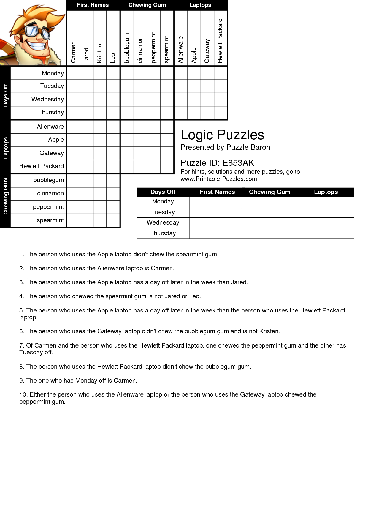 Free Printable Logic Puzzles For High School Students Free Printable Free Printable Logic Puzzles For High School Students Free Printable
