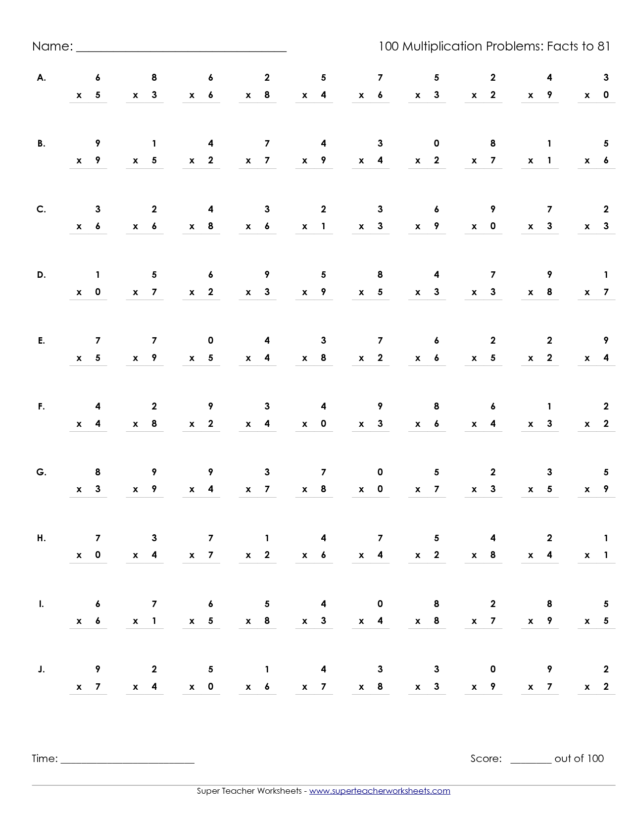 Multiplying 1 To 120 And 1 A Free Printable Multiplication Speed 