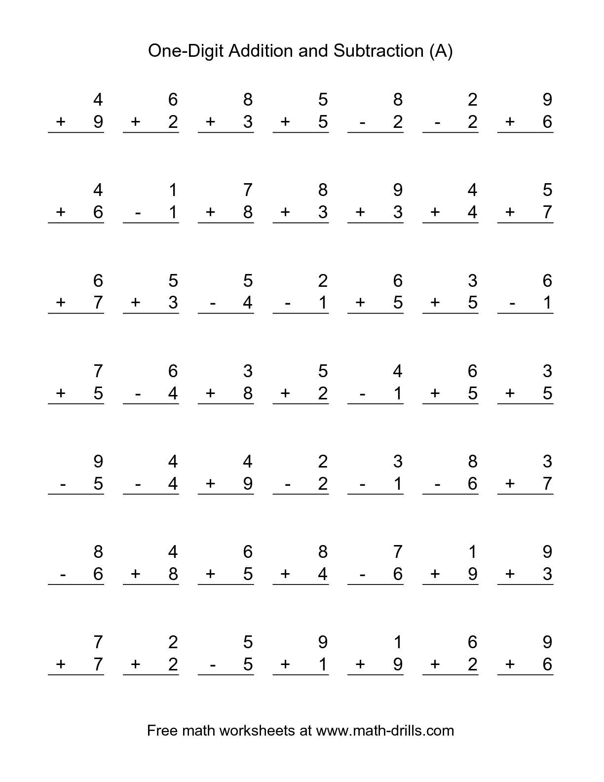 Free Printable Mixed Addition And Subtraction Worksheets Free Printable