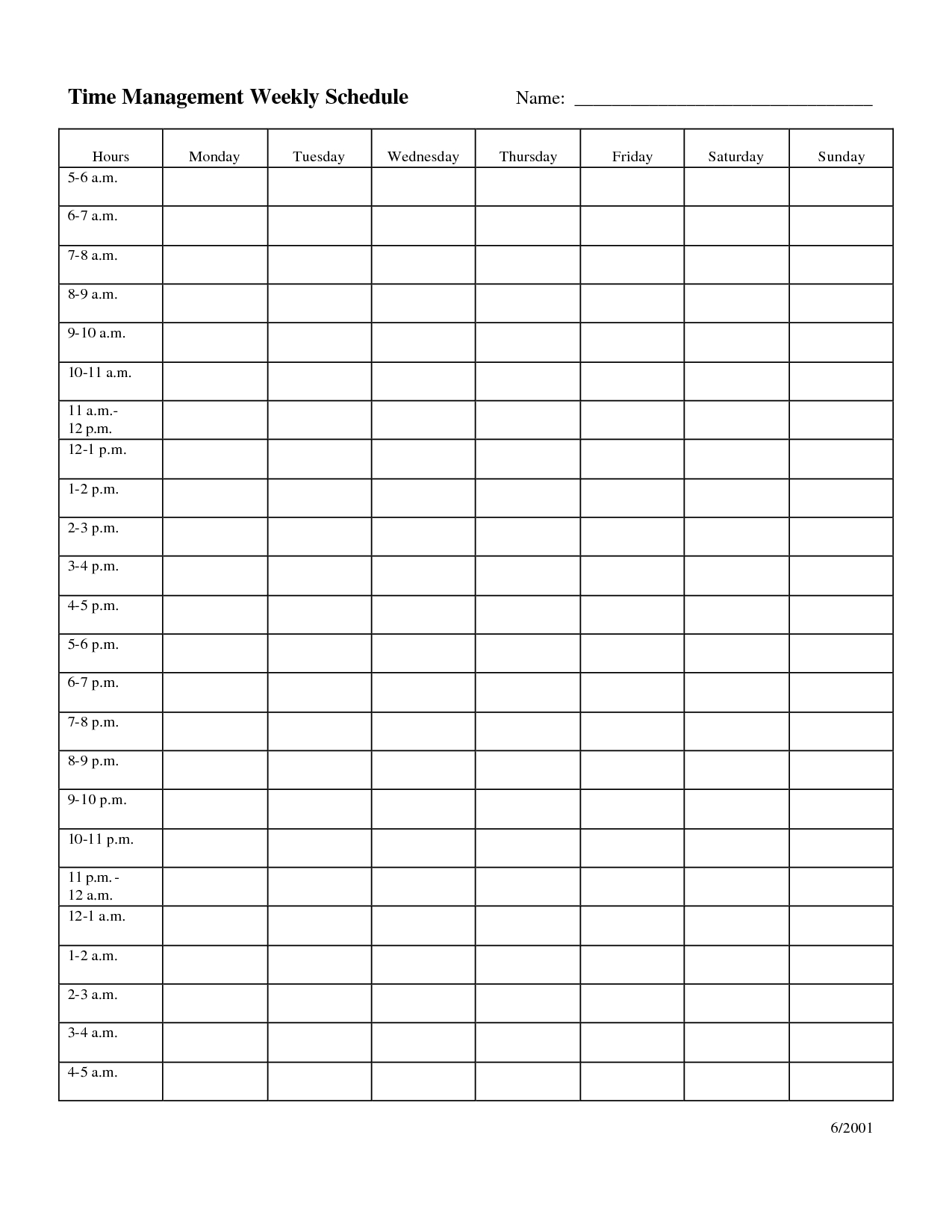 Time Management Forms Free Printable Free Printable
