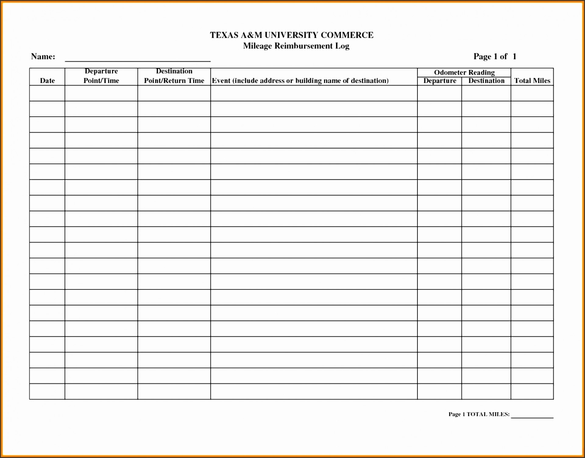 022 Template Ideas Free Printable Mileage Log Spreadsheet For Irs 