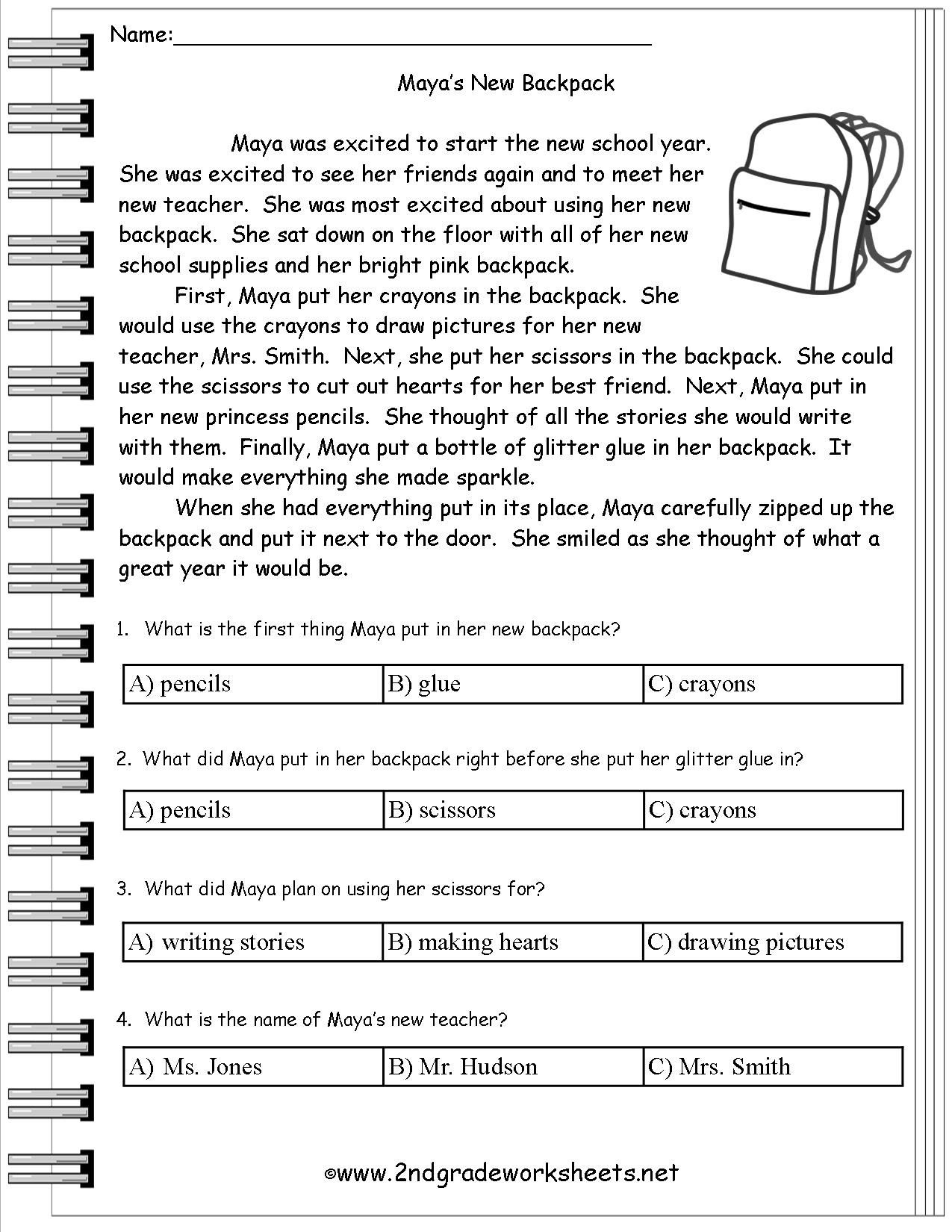 Free Printable Reading Passages For 3Rd Grade Free Printable