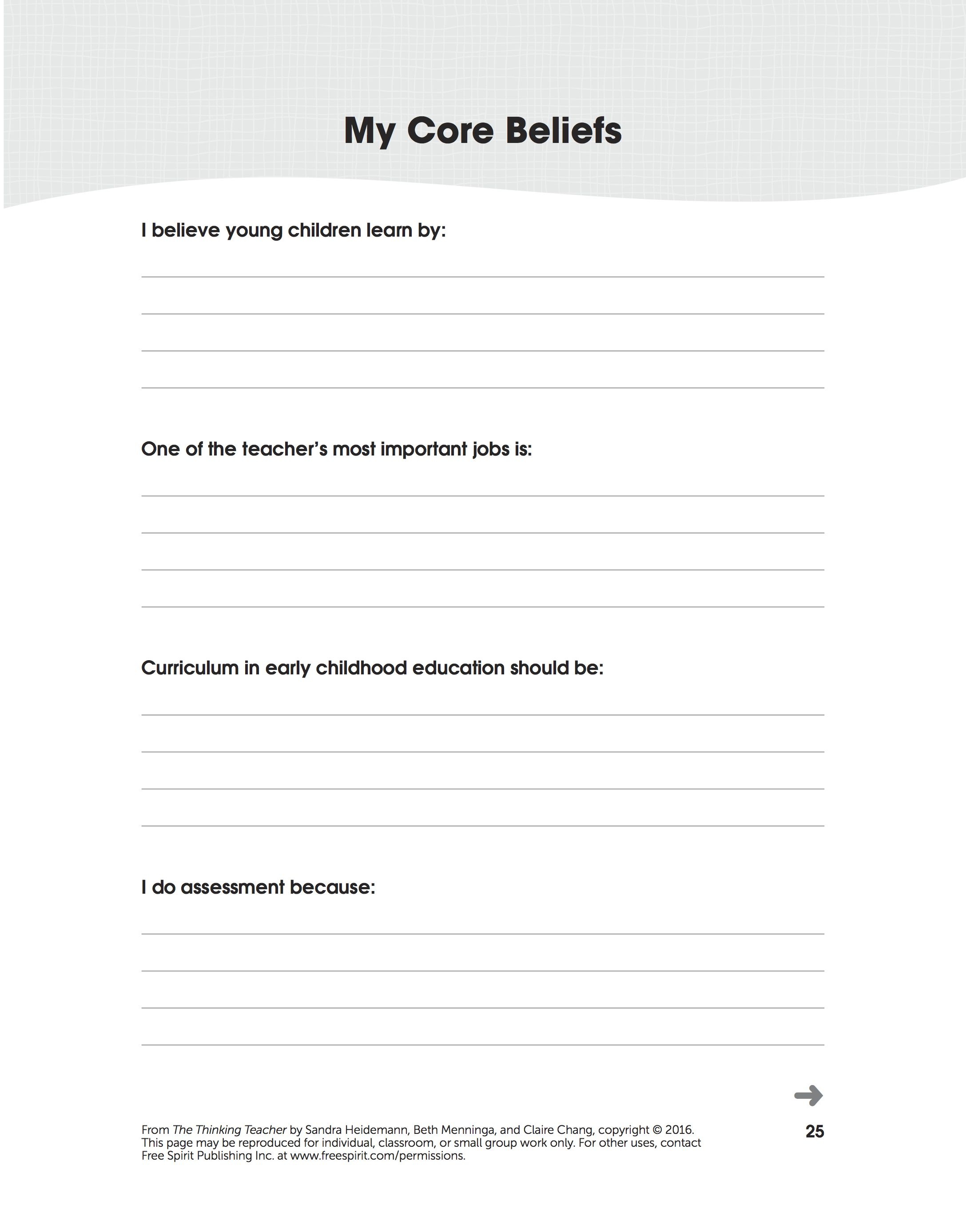 Core Beliefs Worksheets Core Beliefs Worksheets