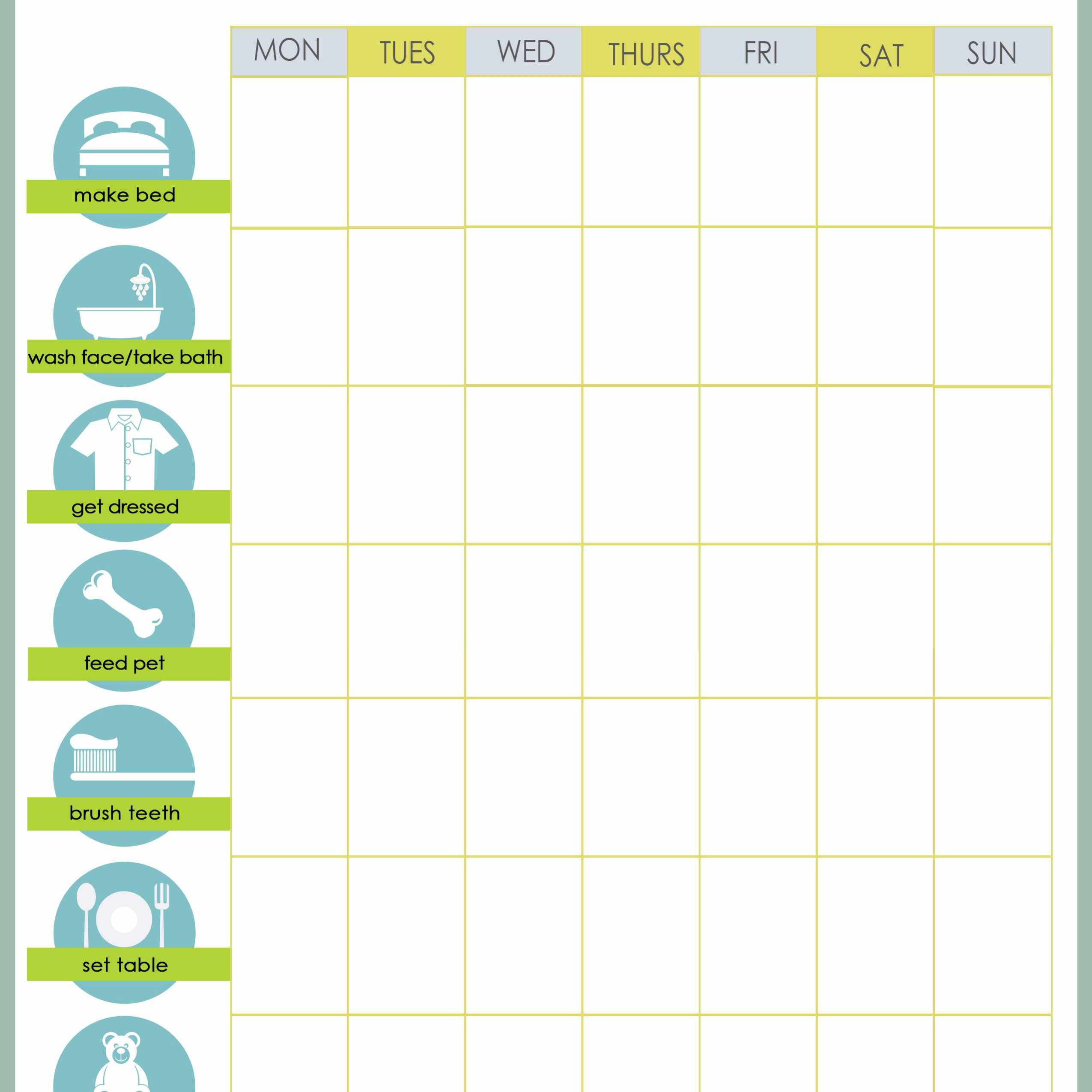 Adult Chore Chart Free Adult Chore Chart Free