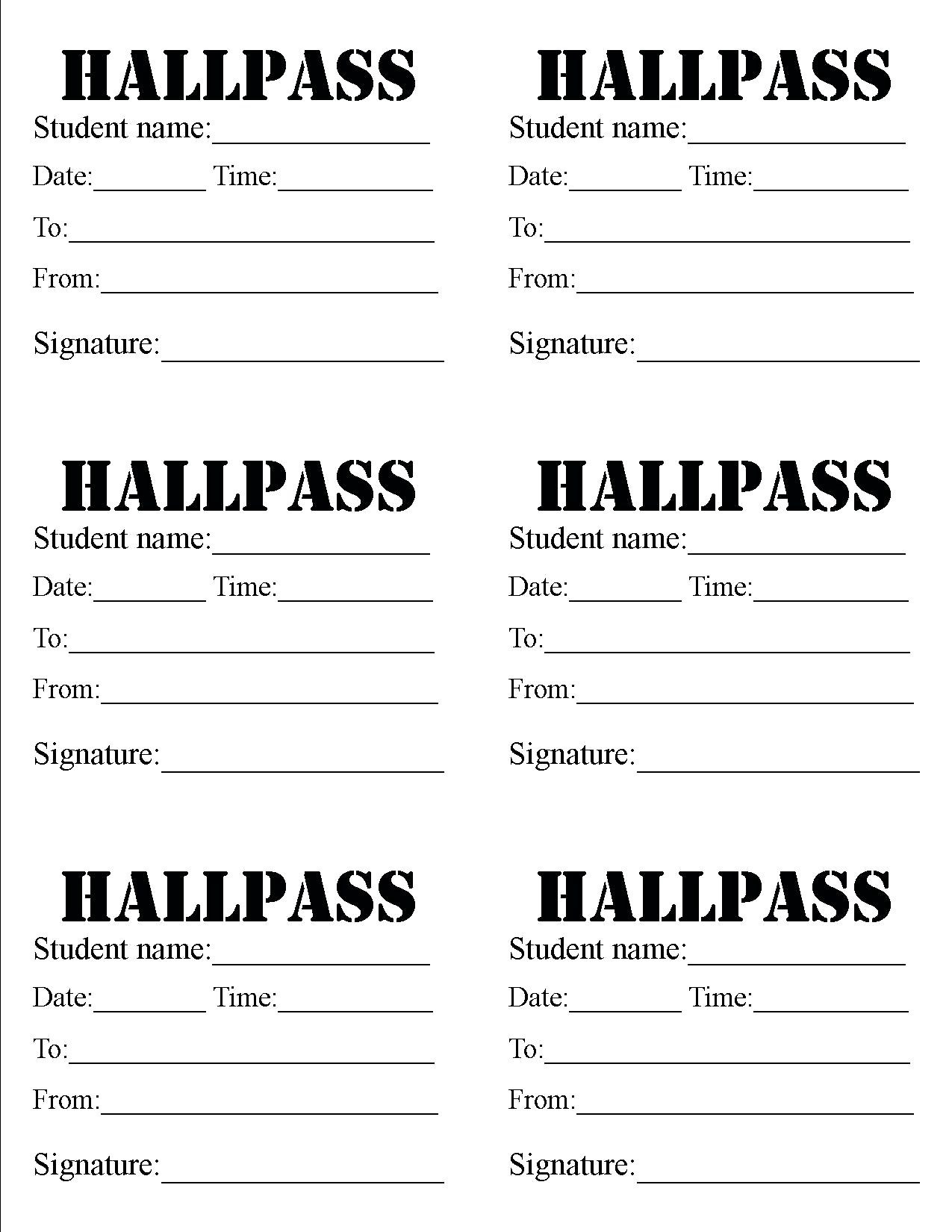 Hallway Passes For School Demir iso Consulting co Free Printable 
