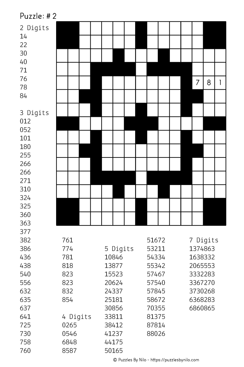 Printable Fill In Number Puzzles Printable Fill In Number Puzzles