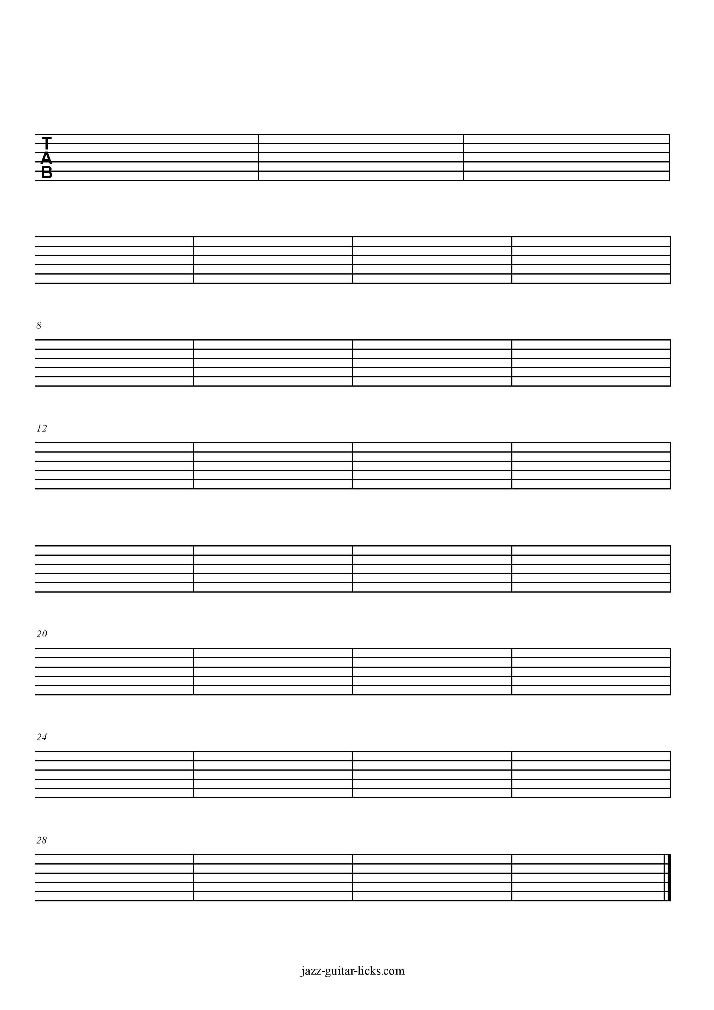 Blank Guitar Tab Printable