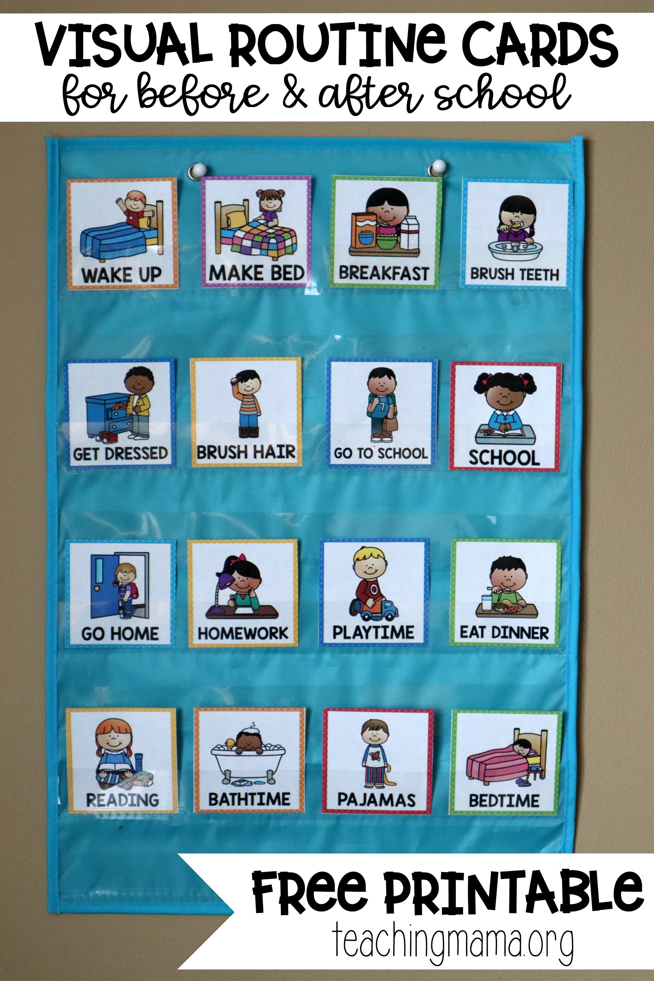 Visual Routine Cards For Before And After School Free Printable