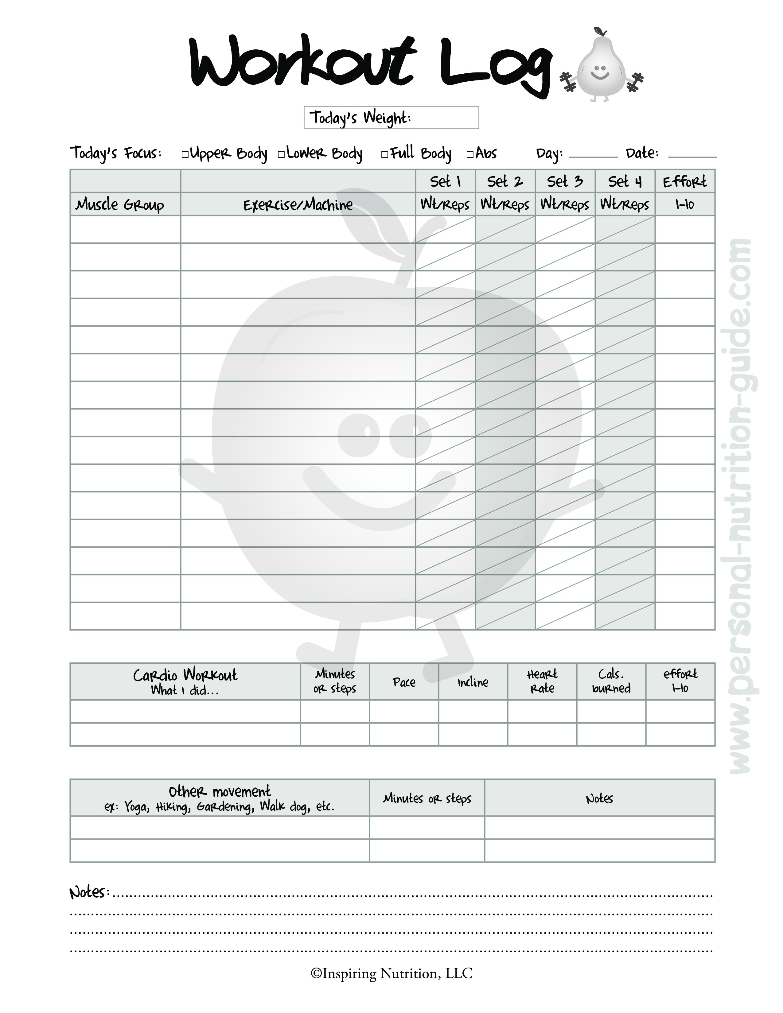 Free Printable Workout Log Sheets Free Printable