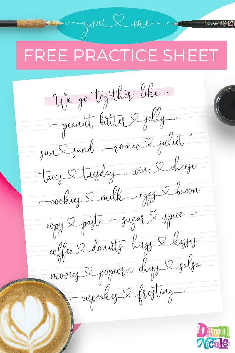 Modern Calligraphy Practice Sheets Printable Free Free Printable